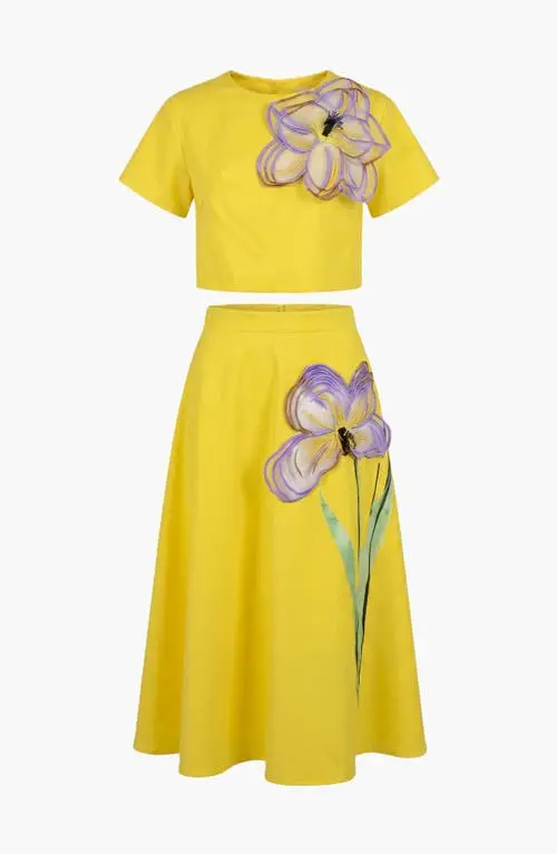 MODENAIRE Floral Embroidered Two-piece Set