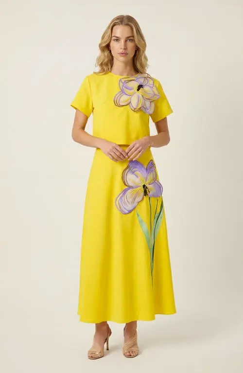 MODENAIRE Floral Embroidered Two-piece Set