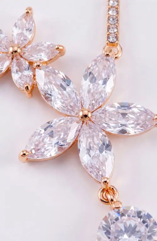 MODENAIRE Flower Crystal Necklace & Earrings Set