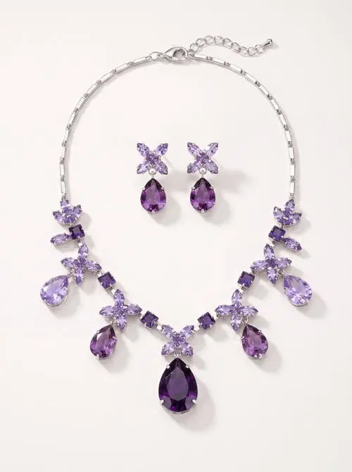MODENAIRE Crystal Necklace And Earrings Set