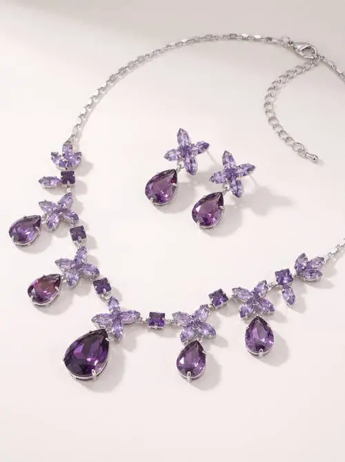 MODENAIRE Crystal Necklace And Earrings Set