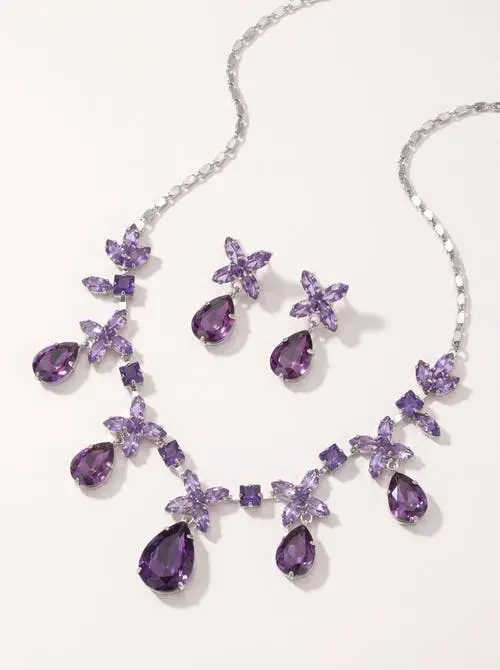 MODENAIRE Crystal Necklace And Earrings Set