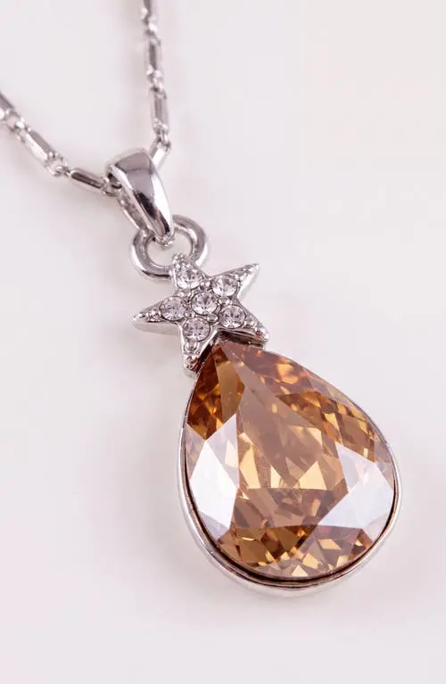 MODENAIRE Topaz Teardrop Star Pendant Necklace