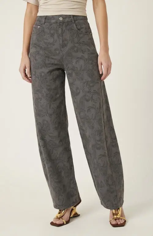 MODENAIRE Textured Floral Wide Leg Pants