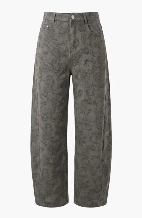 MODENAIRE Textured Floral Wide Leg Pants
