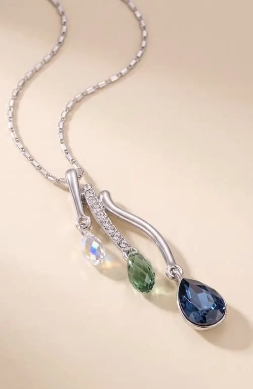MODENAIRE Crystal Trio Teardrop Pendant Necklace