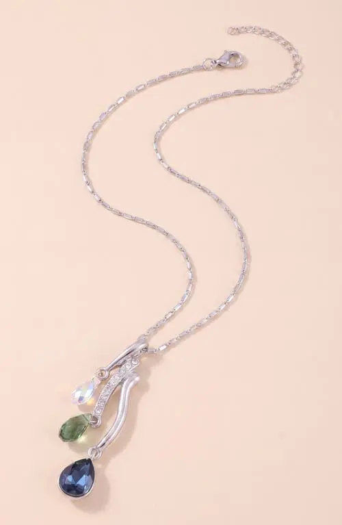 MODENAIRE Crystal Trio Teardrop Pendant Necklace