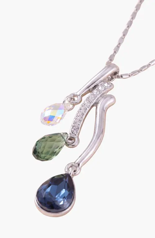 MODENAIRE Crystal Trio Teardrop Pendant Necklace