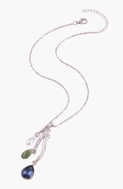 MODENAIRE Crystal Trio Teardrop Pendant Necklace