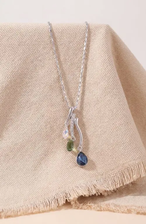 MODENAIRE Crystal Trio Teardrop Pendant Necklace