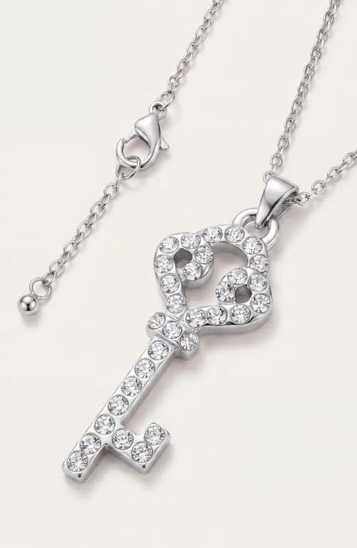 MODENAIRE Rhinestone Key Pendant Necklace