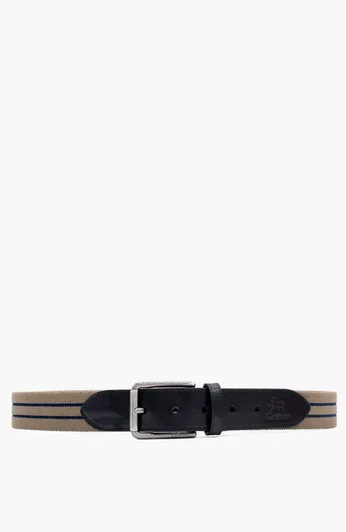 CAVALINHO Sporty Belt With Leather And Canvas - Beige/navy