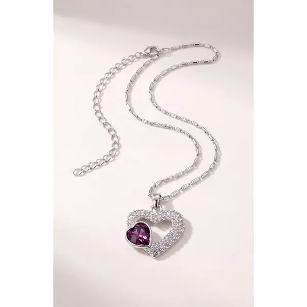 MODENAIRE Double Heart Crystal Pendant Necklace