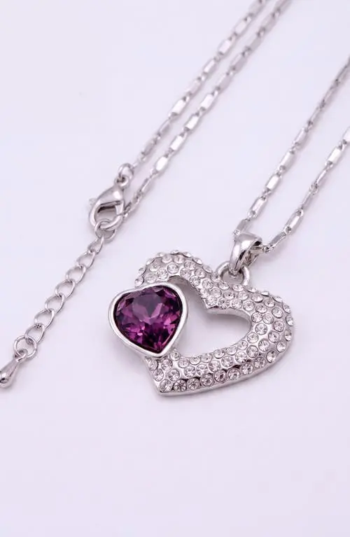 MODENAIRE Double Heart Crystal Pendant Necklace