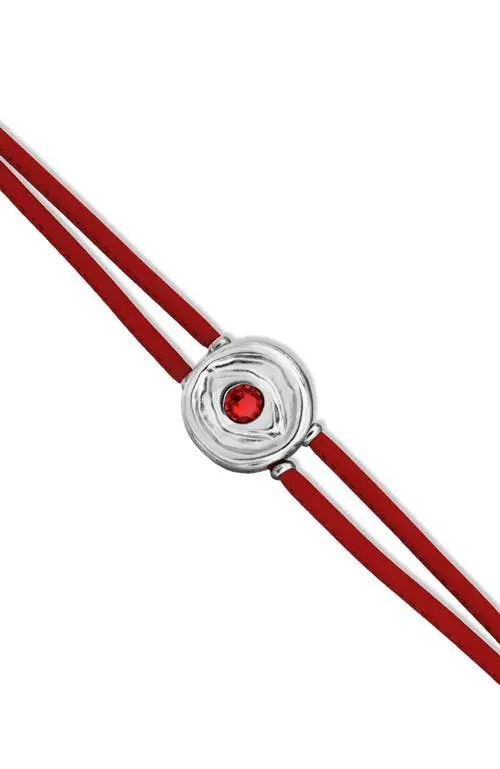 UNODE50 Red Leather Double Strap Bracelet With Eye Detail And Garnet Crystal