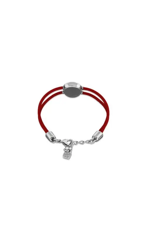 UNODE50 Red Leather Double Strap Bracelet With Eye Detail And Garnet Crystal