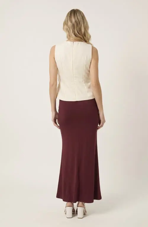 MODENAIRE Pleated Floral Applique Sleeveless Top - Beige