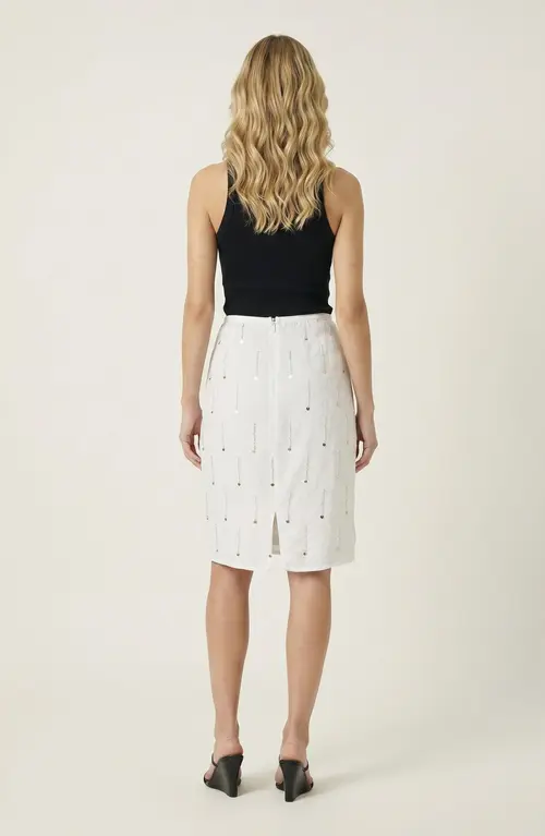 MODENAIRE Embellished Sequin And Bead Mini Skirt