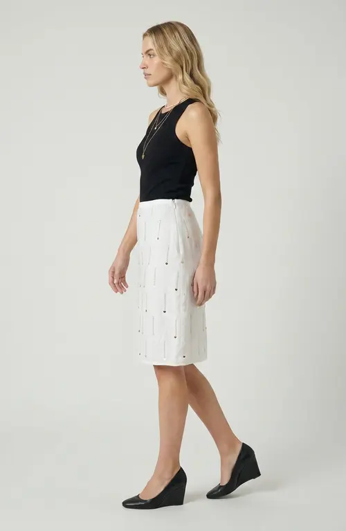 MODENAIRE Embellished Sequin And Bead Mini Skirt
