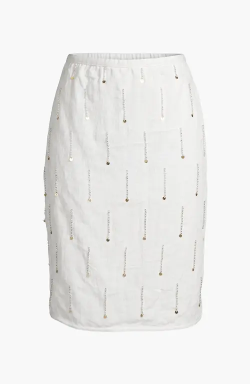 MODENAIRE Embellished Sequin And Bead Mini Skirt