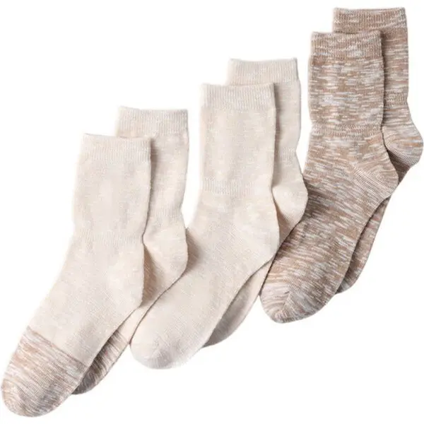 LANDS' END 3-pack Summerweight Slub Midi Socks - Sand-ivory-tan