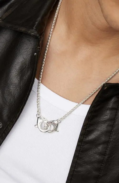 UNODE50 Sterling Plated Necklace With Interlocking Carabiner Detail