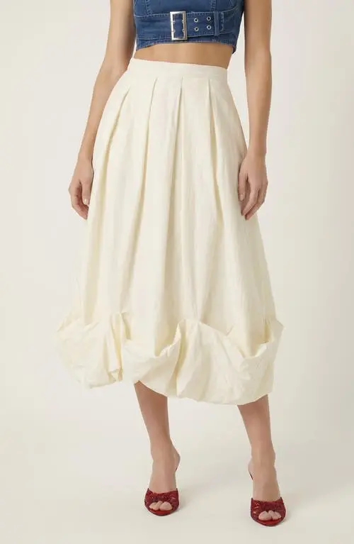 MODENAIRE Sculpted Bubble Hem Midi Skirt