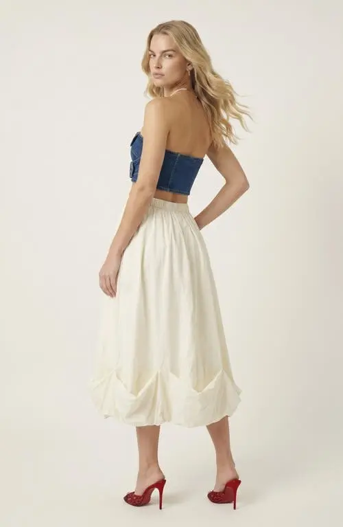 MODENAIRE Sculpted Bubble Hem Midi Skirt