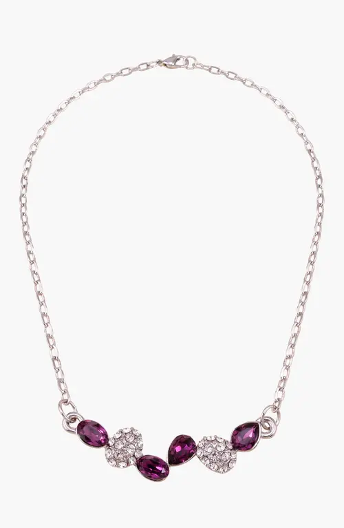 MODENAIRE Crystal Drop Pendant Necklace With Rhinestone Embellishments - Amethyst