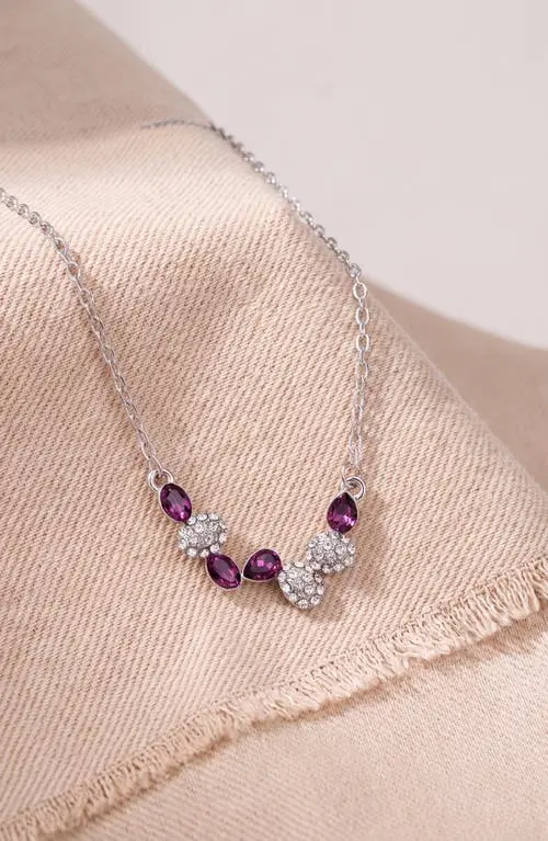 MODENAIRE Crystal Drop Pendant Necklace With Rhinestone Embellishments