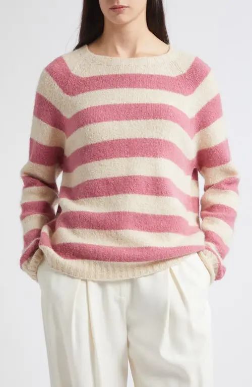 Max Mara Striped Alpaca Blend Crewneck Sweater - Raspberry