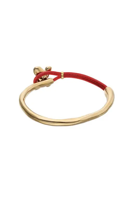 UNODE50 Leather Bracelet With Gold-tone Butterfly