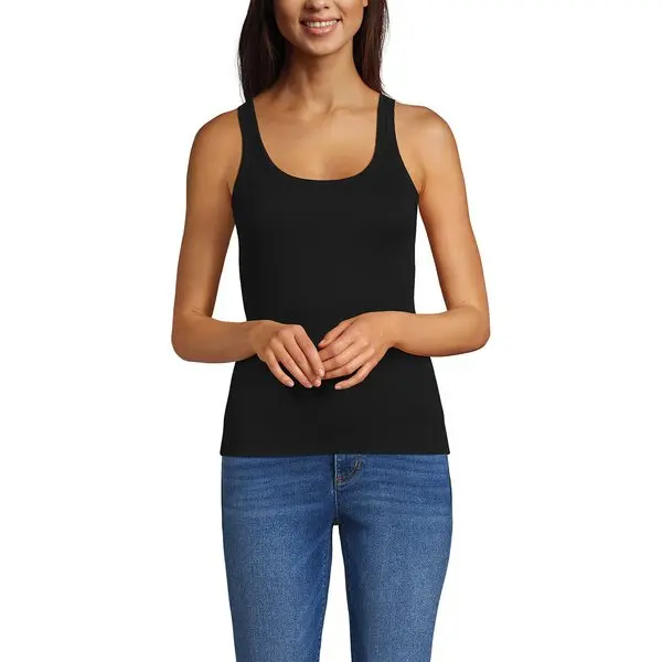 LANDS' END Micro Rib Go-to Layering Tank - Black