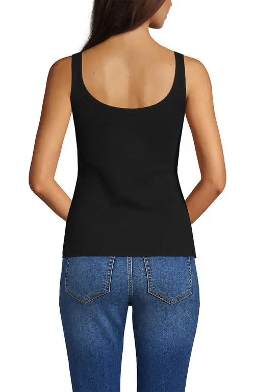 LANDS' END Micro Rib Go-to Layering Tank - Black