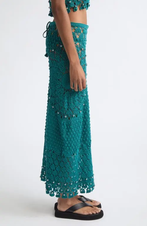 Rabanne Beaded Cotton Crochet Skirt