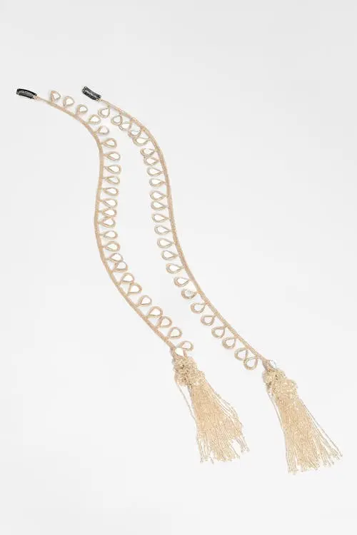HAIR DRAMA CO. Mirror Tassel Braid Chain Set Of 2 - Gold