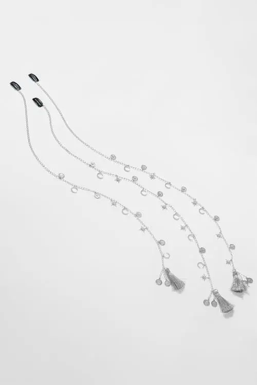 HAIR DRAMA CO. Starlit Tassel Braid Chain - Silver