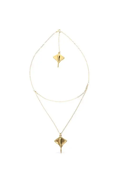 UNODE50 Double Chain Manta Ray Pendant Necklace