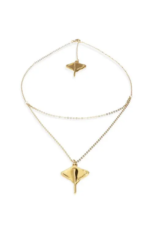 UNODE50 Double Chain Manta Ray Pendant Necklace