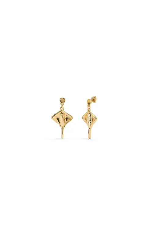 UNODE50 18k Plated Manta Ray Earrings - Gold