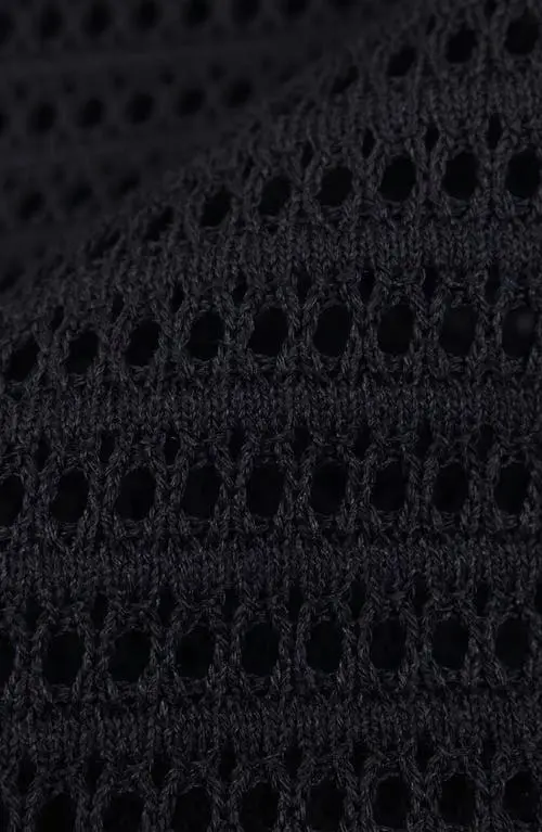MODENAIRE Sleeveless Knit Dress With Eyelet Pattern And Flared Hem - Black
