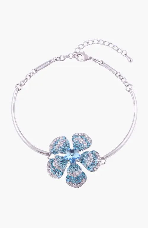 MODENAIRE Crystal Flower Blossom Bracelet - Silver Tone