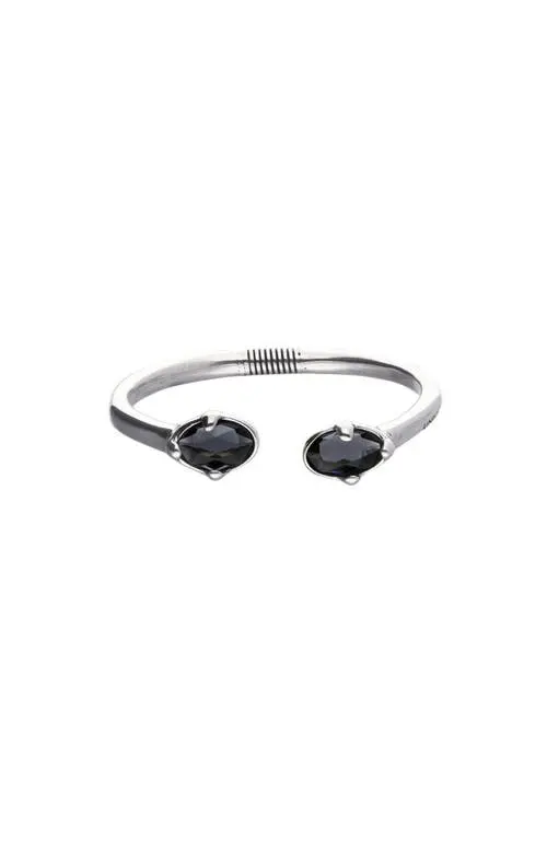 UNODE50 Sterling Plated Rigid Bracelet With Black Crystals - Silver