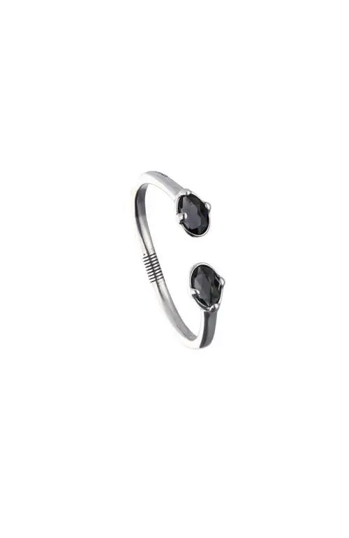 UNODE50 Sterling Plated Rigid Bracelet With Black Crystals