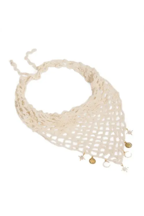 HAIR DRAMA CO. Bohemian Crochet Headscarf With Celestial Charms