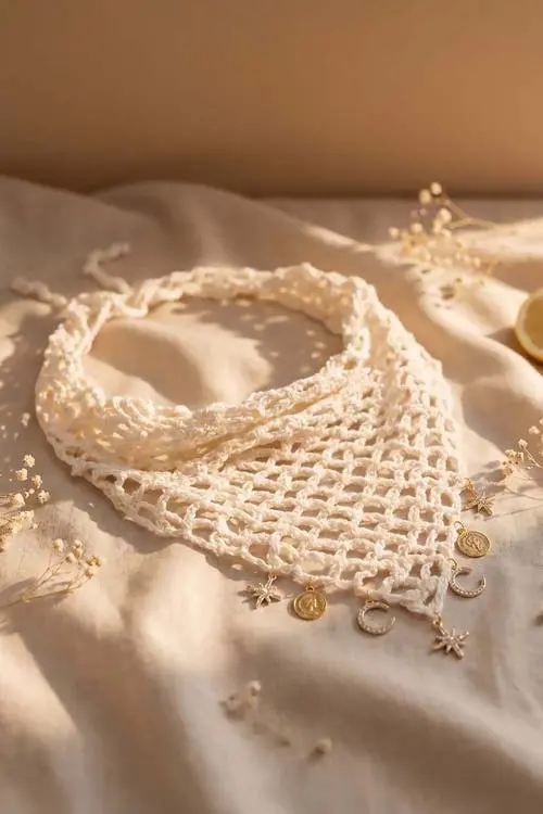 HAIR DRAMA CO. Bohemian Crochet Headscarf With Celestial Charms
