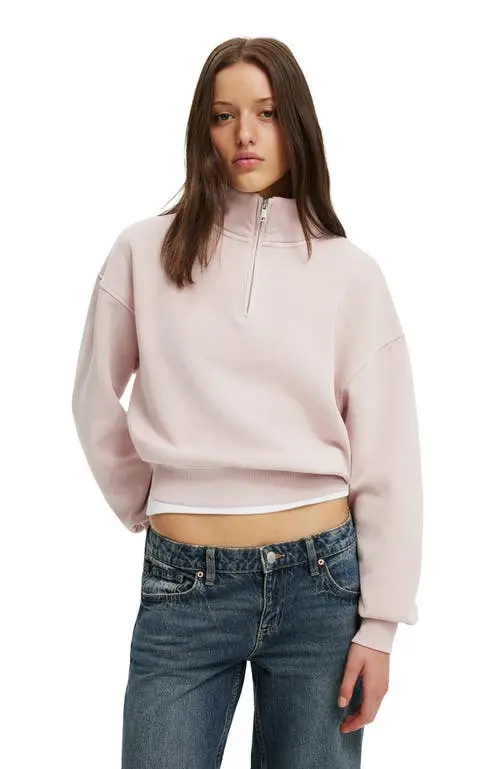 COTTON ON Quarter Zip Sweatshirt - Washed Spellbound