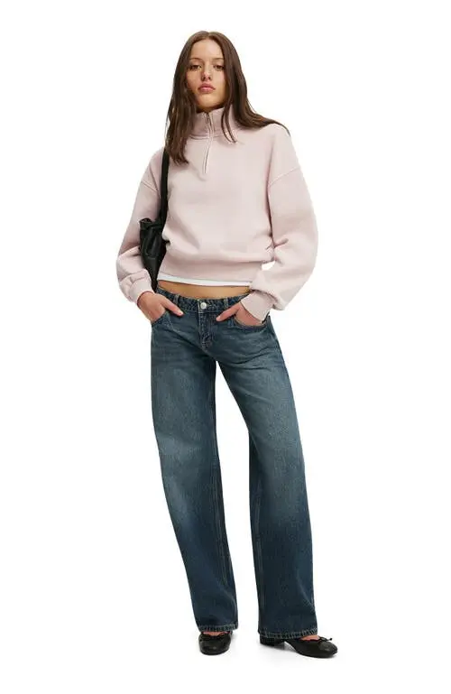 COTTON ON Quarter Zip Sweatshirt - Washed Spellbound