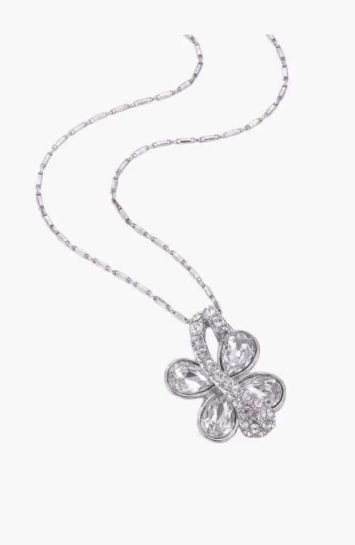 MODENAIRE Butterfly Crystal Drop Pendant Necklace