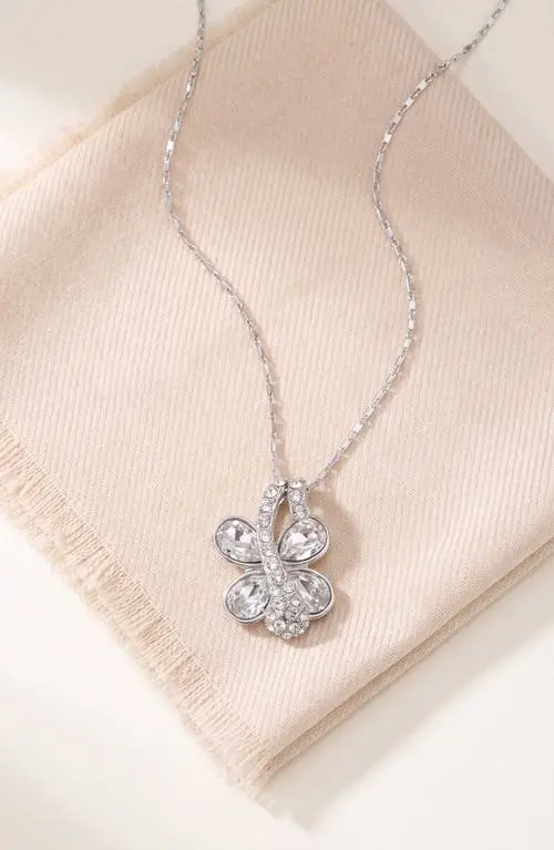 MODENAIRE Butterfly Crystal Drop Pendant Necklace